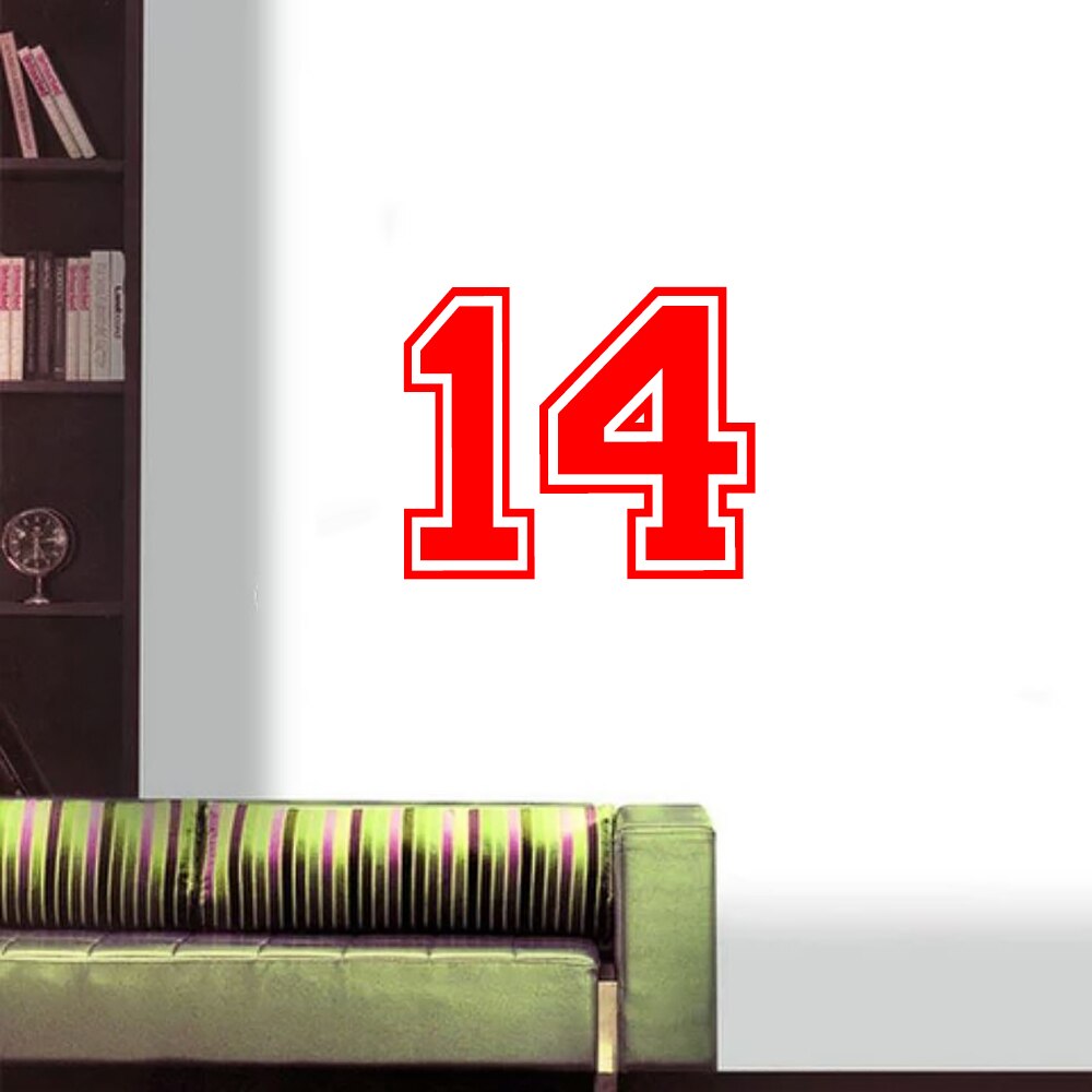 Sticker decorativ perete, auto si geam, Numarul 14, Rosu, 50 cm - eMAG.ro