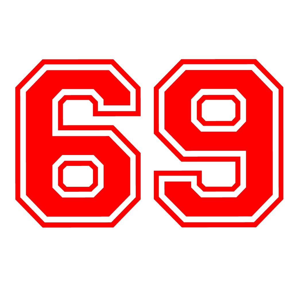 Sticker decorativ perete, auto si geam, Numarul 69, Rosu, 50 cm - eMAG.ro