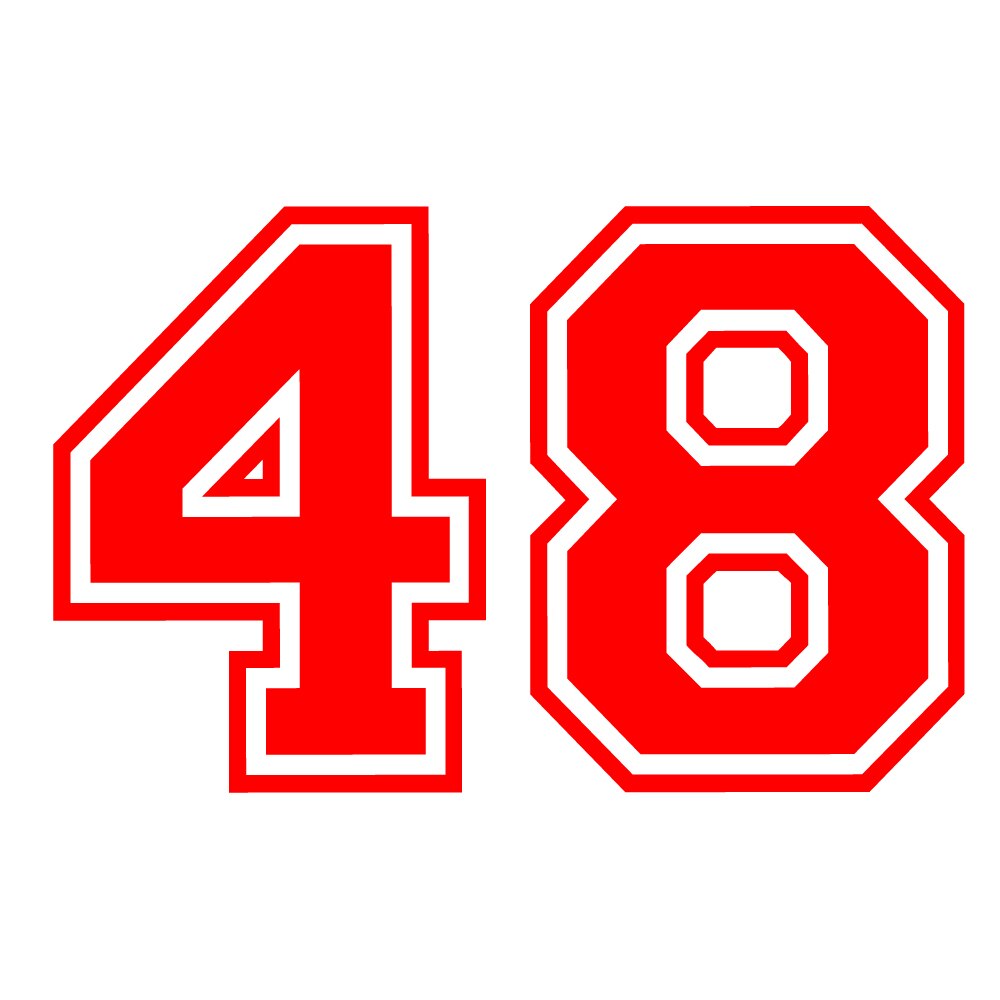 Sticker decorativ perete, auto si geam, Numarul 48, Rosu, 50 cm - eMAG.ro