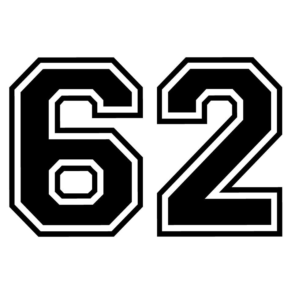 Sticker decorativ perete, auto si geam, Numarul 62, Negru, 40 cm - eMAG.ro