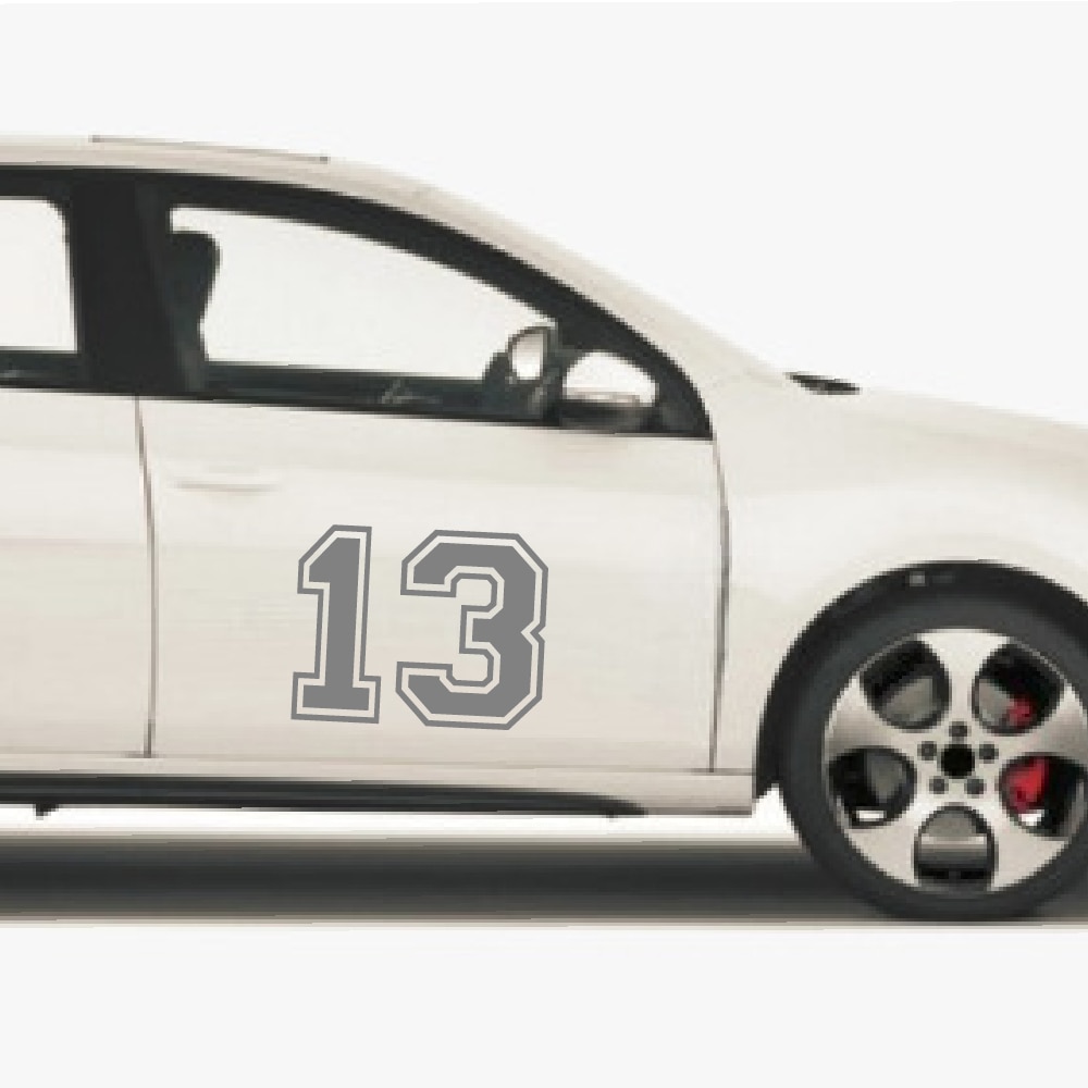 Sticker decorativ perete, auto si geam, Numarul 13, Gri, 30 cm - eMAG.ro
