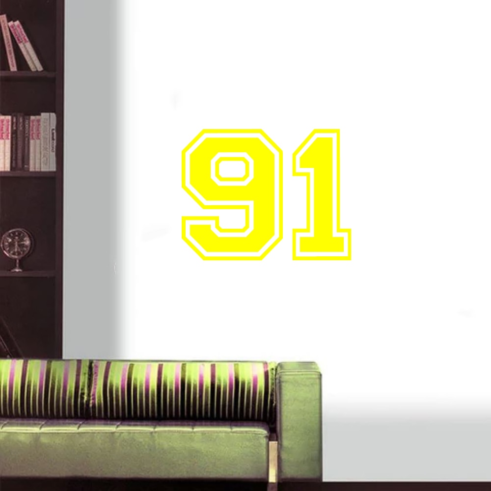 Sticker decorativ perete, auto si geam, Numarul 91, Galben, 50 cm - eMAG.ro