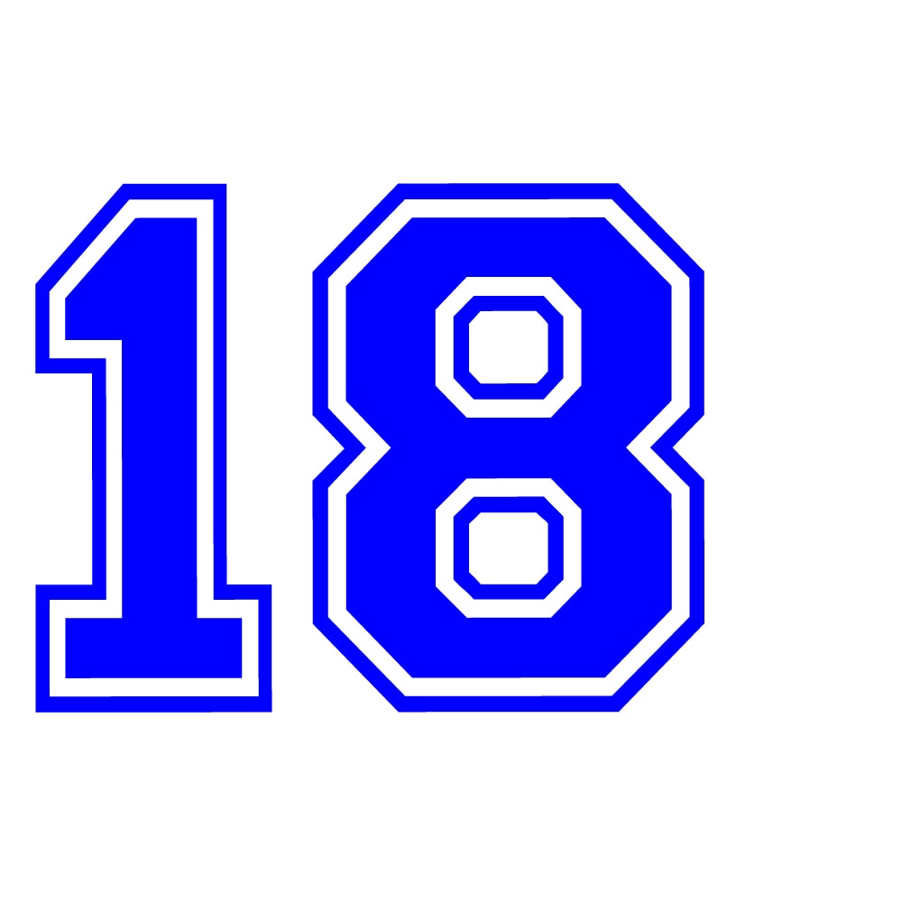 Sticker decorativ perete, auto si geam, Numarul 18, Albastru, 40 cm ...