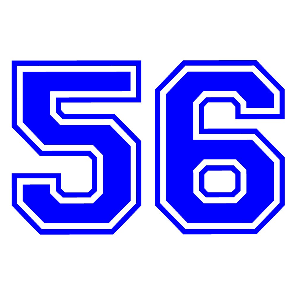 Sticker decorativ perete, auto si geam, Numarul 56, Albastru, 30 cm ...