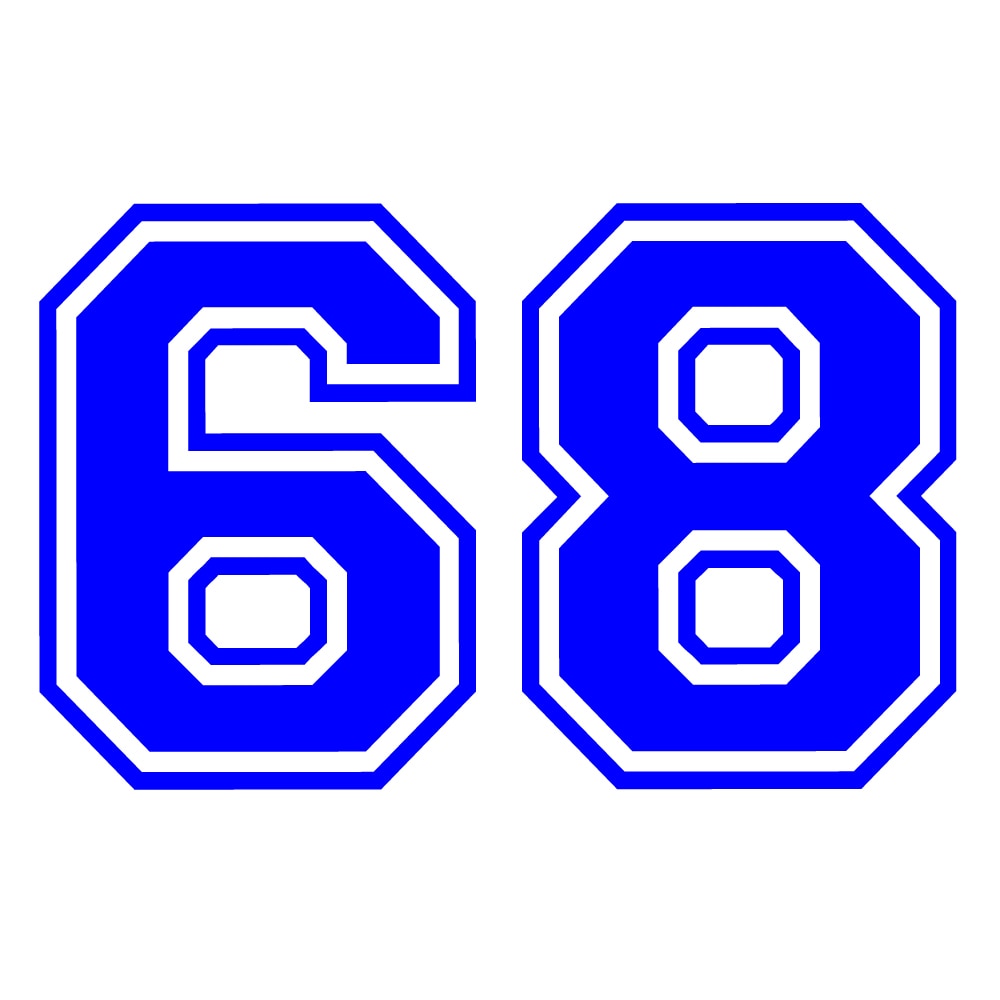 Sticker decorativ perete, auto si geam, Numarul 68, Albastru, 40 cm ...