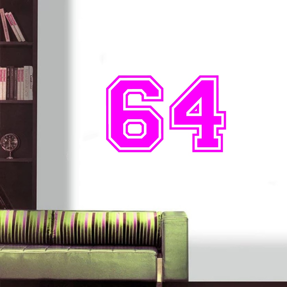 Sticker decorativ perete, auto si geam, Numarul 64, Roz, 40 cm - eMAG.ro
