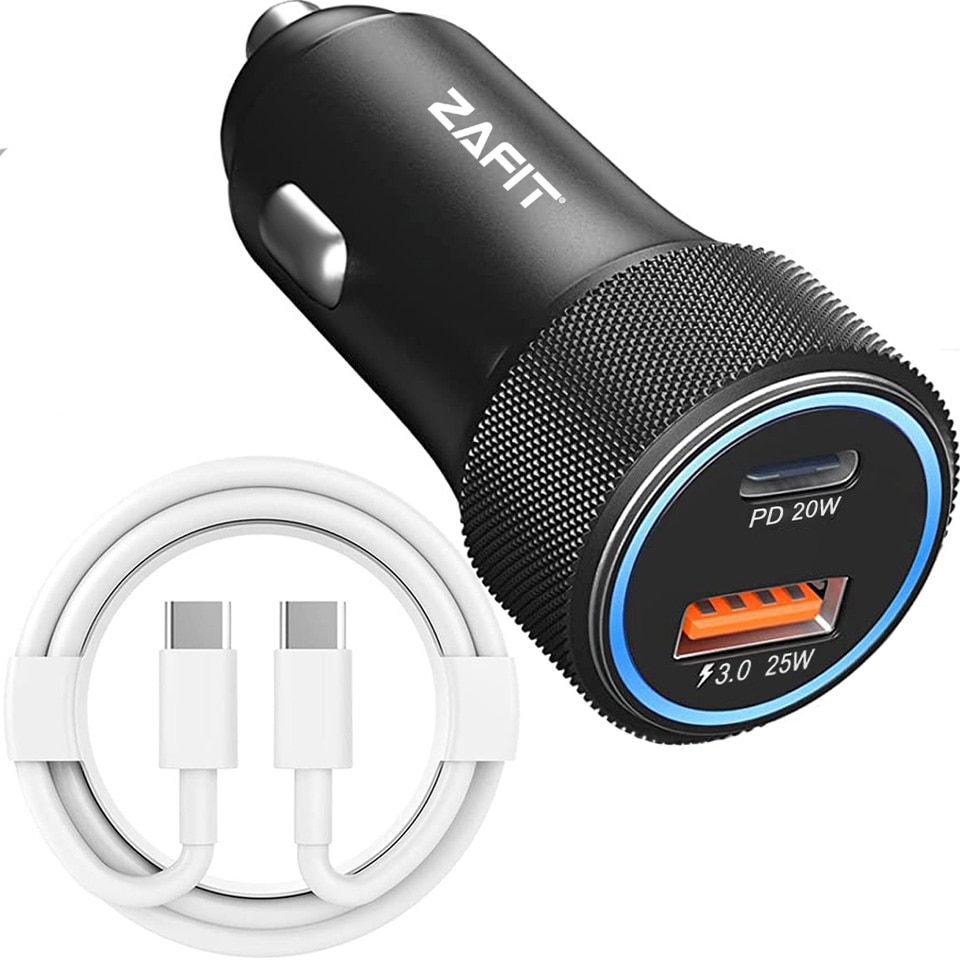 ZAFIT™ зарядно за кола с кабел тип C, 45 W супер бързо зареждане, 1 ...