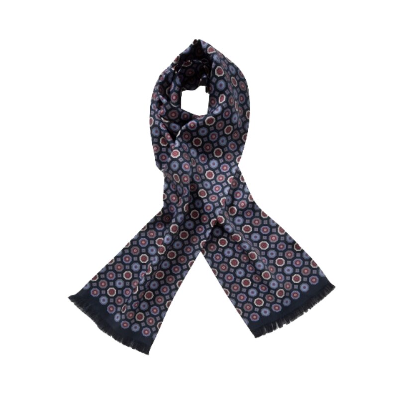 Esarfa Pentru Barbati Embleme Octogonale Albastru bleumarin, 160 X 17 ...