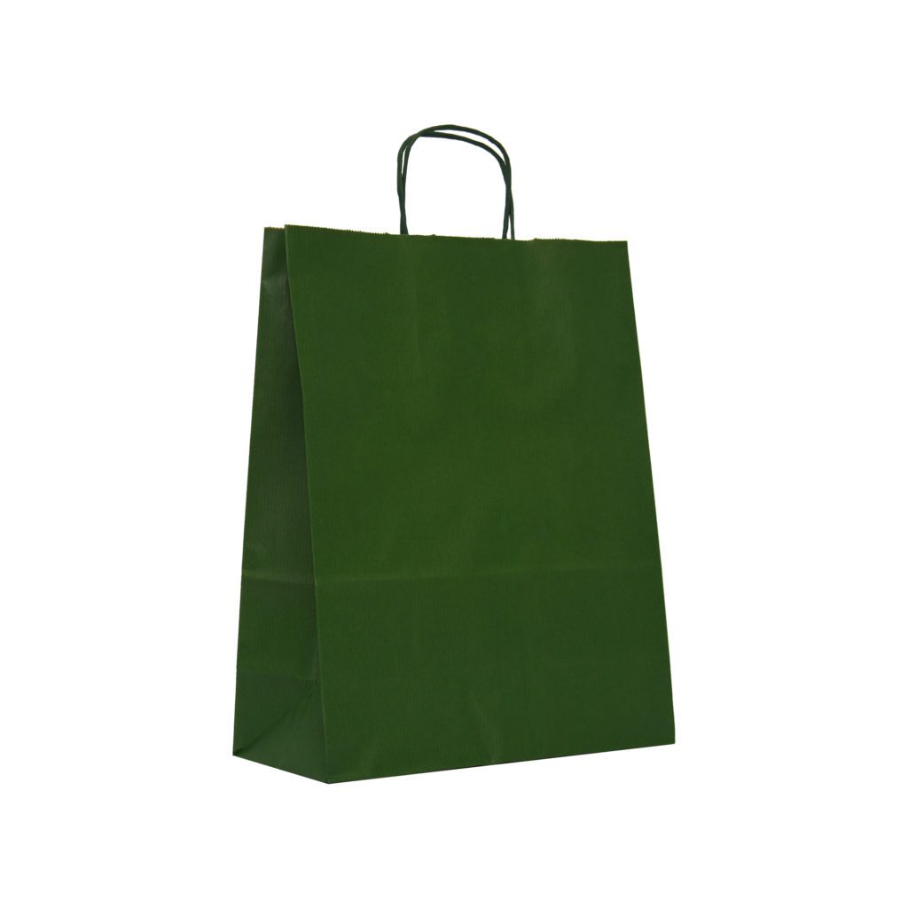 Set x 300 buc Sacosa din hartie verde inchis 26x12x31 cm - eMAG.ro