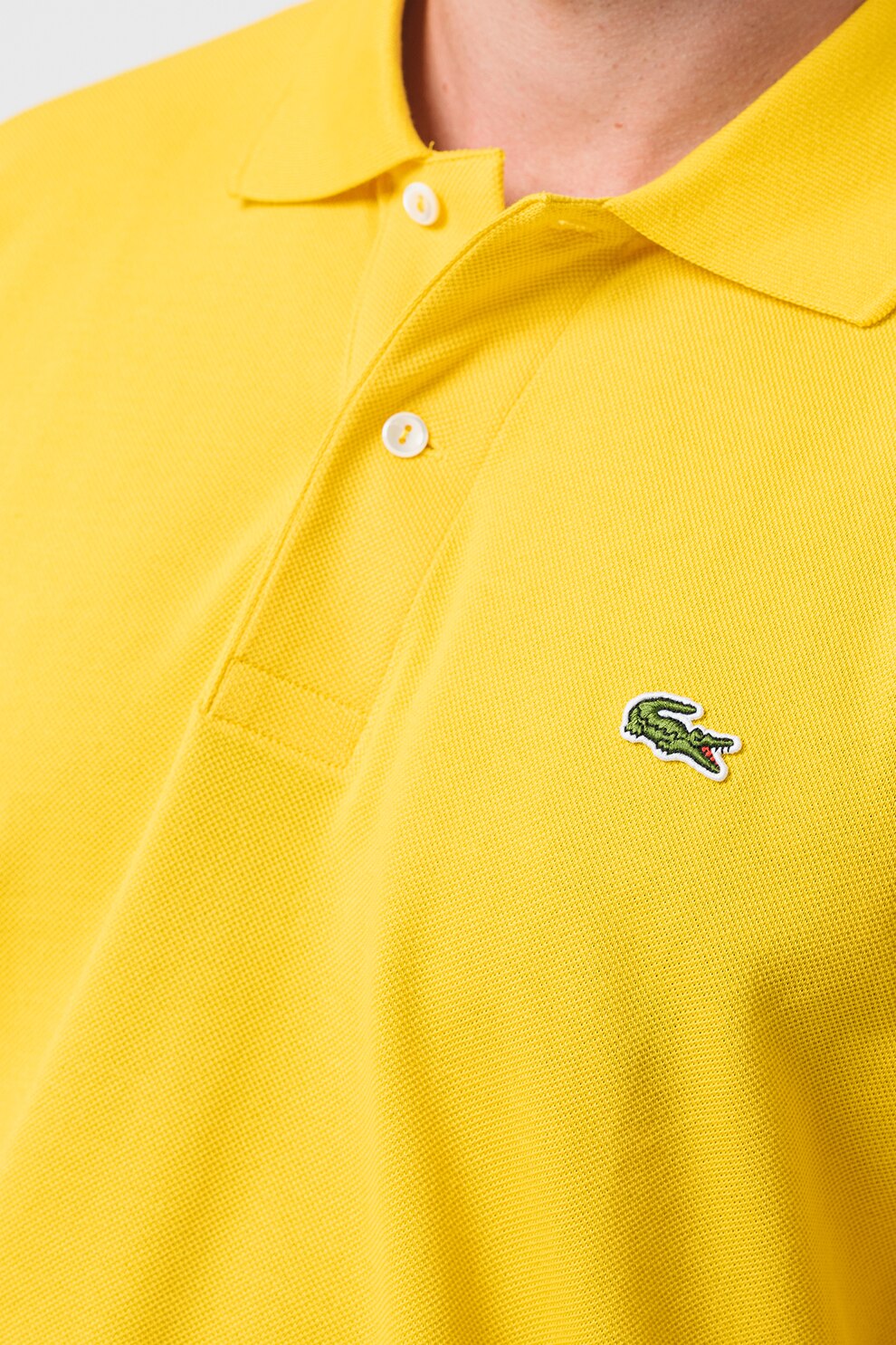 Lacoste, Tricou polo de bumbac pique, Galben sofran, 6 - eMAG.ro