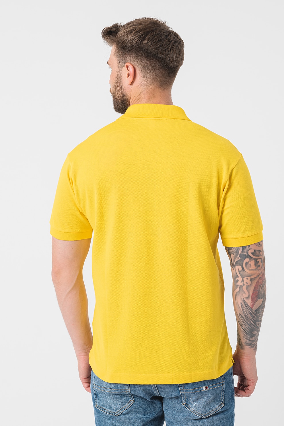 Lacoste, Tricou polo de bumbac pique, Galben sofran, 6 - eMAG.ro