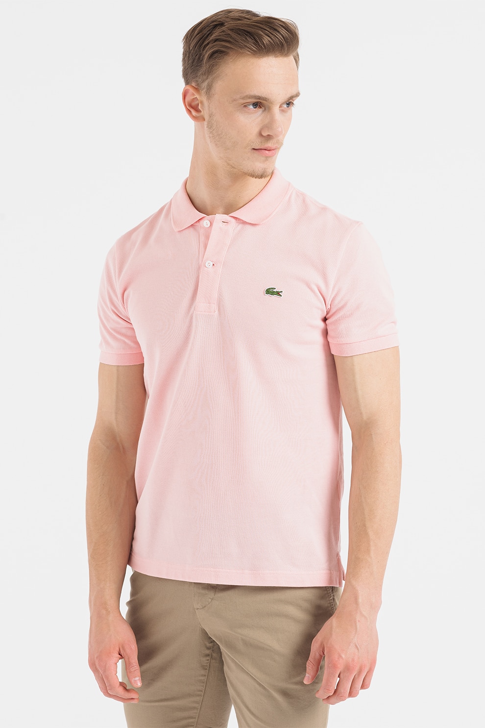 Lacoste, Tricou polo slim fit din material pique, Roz aprins, 9 - eMAG.ro