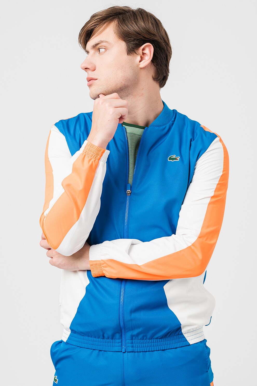 Lacoste, Trening cu logo, Alb, Albastru royal, 5 - eMAG.ro