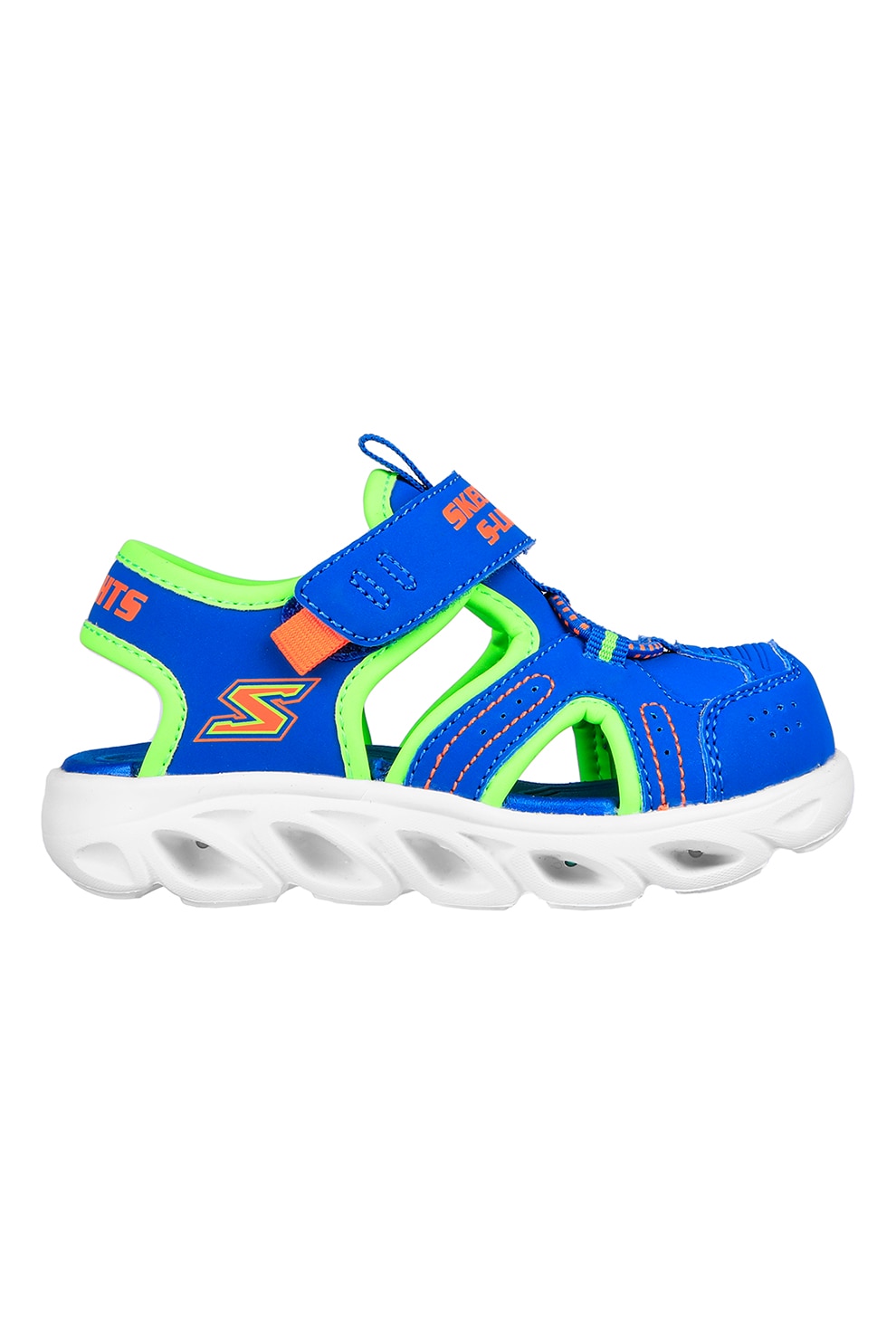 Skechers, Sandale cu LED-uri Hypno-Splash, Verde neon, Albastru, 25 EU ...