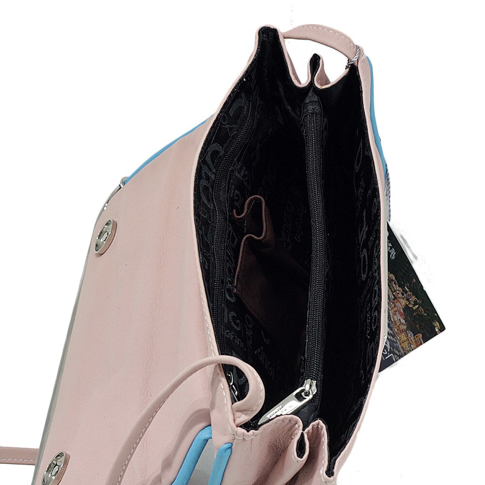 Geanta umar ,,Renato Angi,, piele naturala moale roz pal, PLIC SUVERAN ...