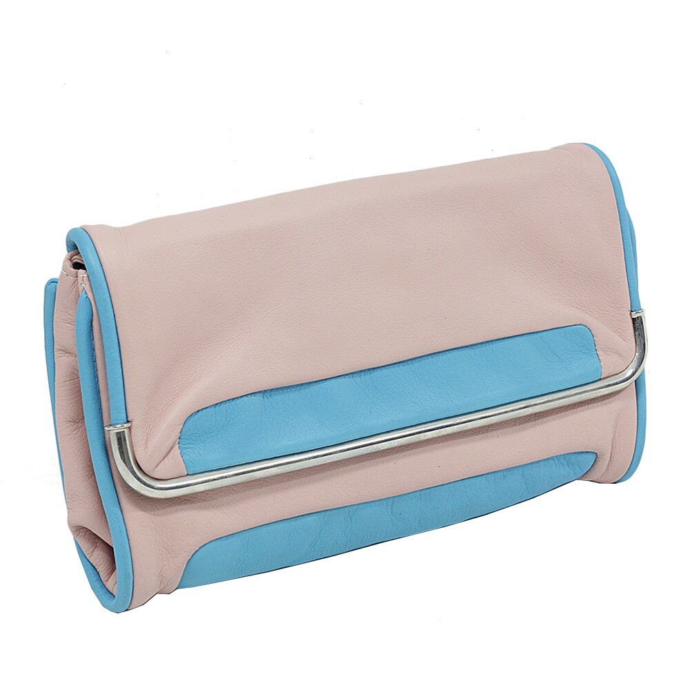 Geanta umar ,,Renato Angi,, piele naturala moale roz pal, PLIC SUVERAN ...