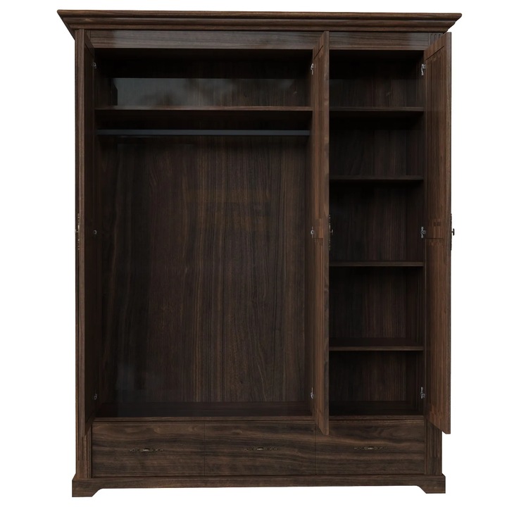 Dulap Louis 3 usi lemn masiv, Maro 160 x 61 x 207 cm - eMAG.ro