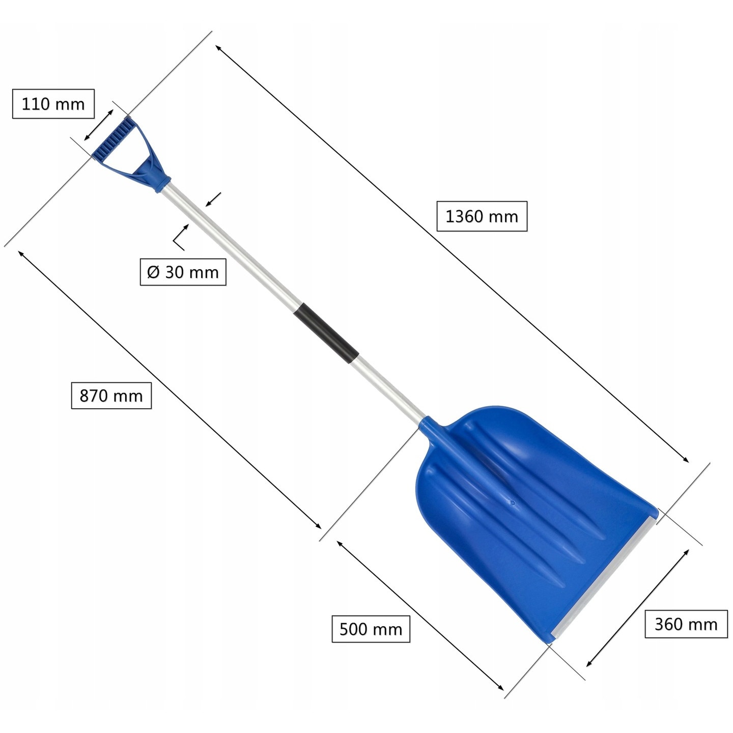 Lopata pentru zapada, Kotarbau, Plastic/Aluminiu, Argintiu/Albastru ...