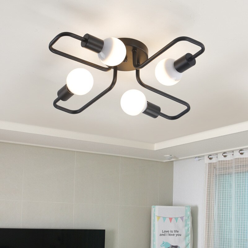 Lustra Vintage Design, SENQIU, 4 Socluri E27, Max.60W, 55 x 12cm, Negru ...