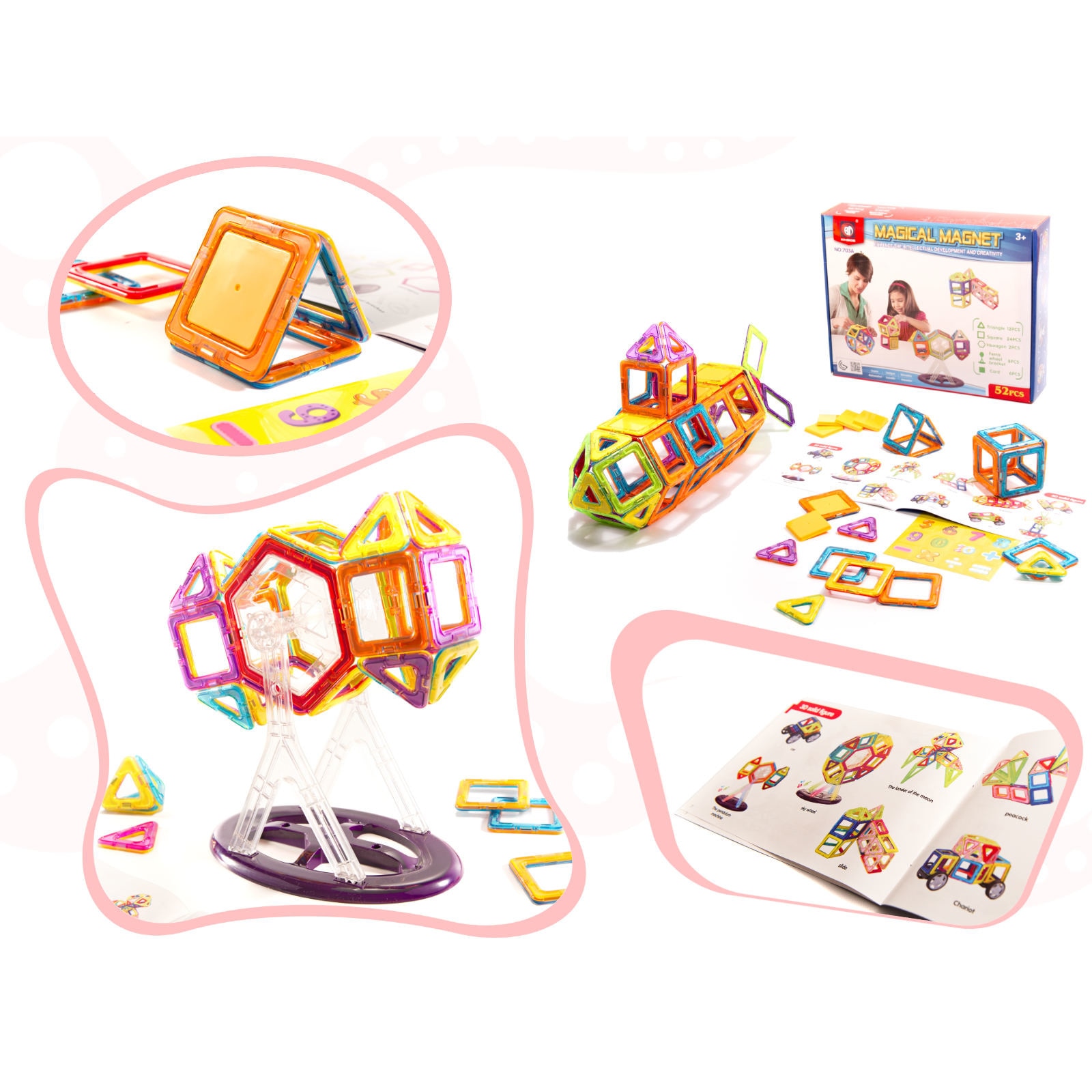 Set Inteligent de Constructie Smart Magnets 3D idealSTORE, Include 52 ...