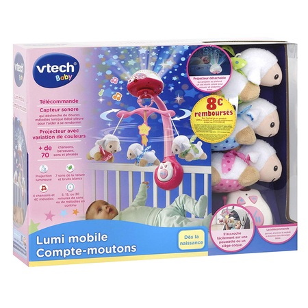 Бебешка кошара въртележка Vtech Baby Sheep Count, Розова с нощна ...