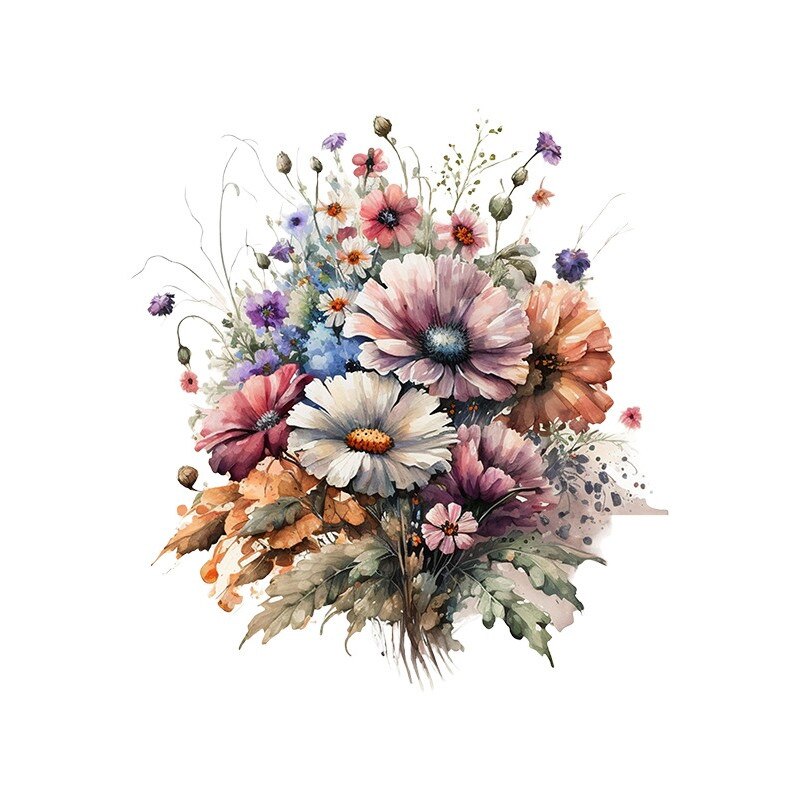 Sticker decorativ Buchet de Flori, Multicolor, 60 cm, 3579ST - eMAG.ro