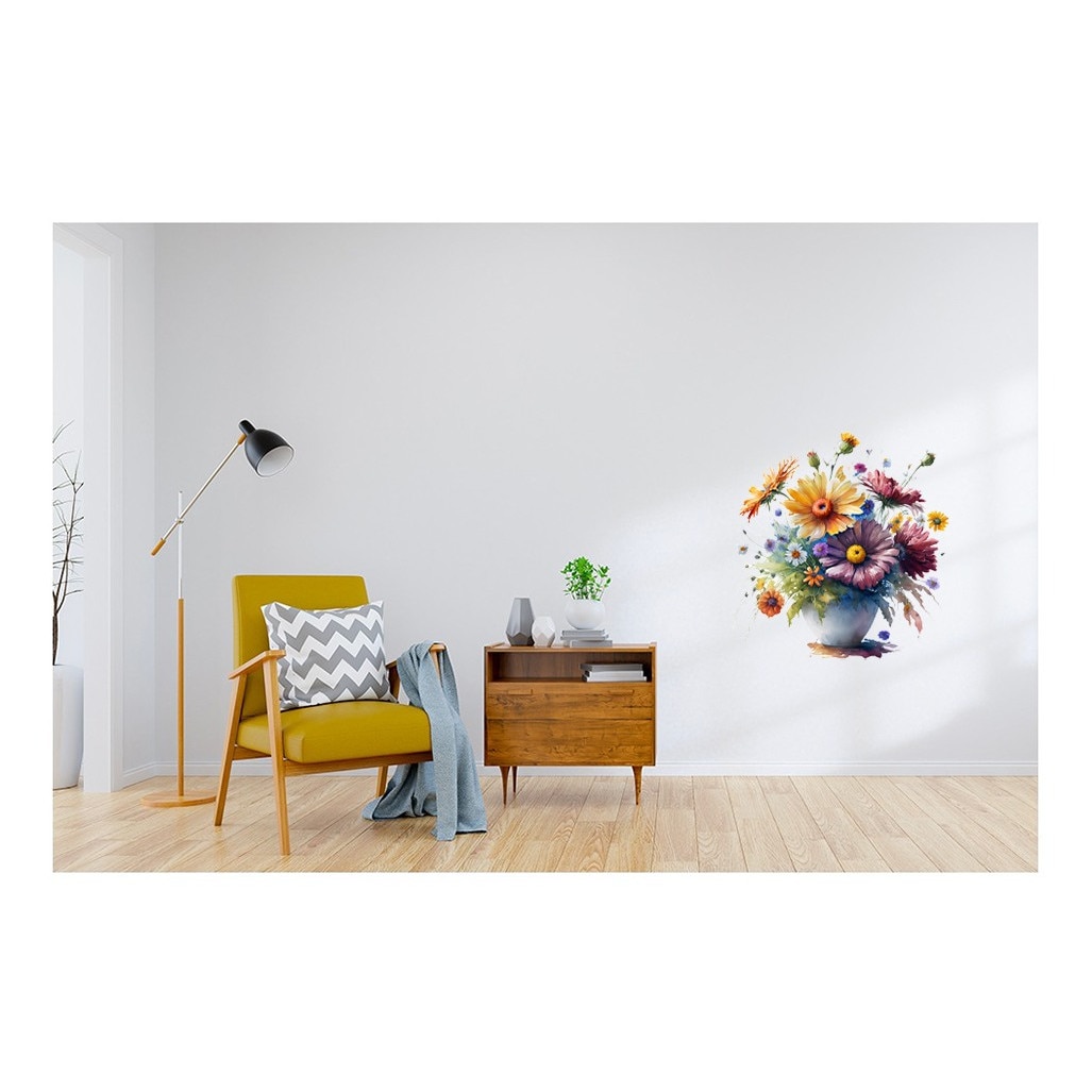 Sticker decorativ Vaza de Flori, Multicolor, 58 cm, 3604ST - eMAG.ro