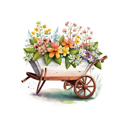 Sticker decorativ Car cu Flori, Multicolor, 55 cm, 3630ST - eMAG.ro