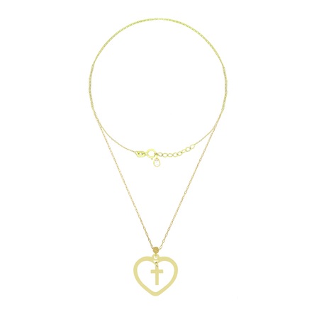 Lantisor, pandativ inimioara si cruciulita aur 14 K - eMAG.ro