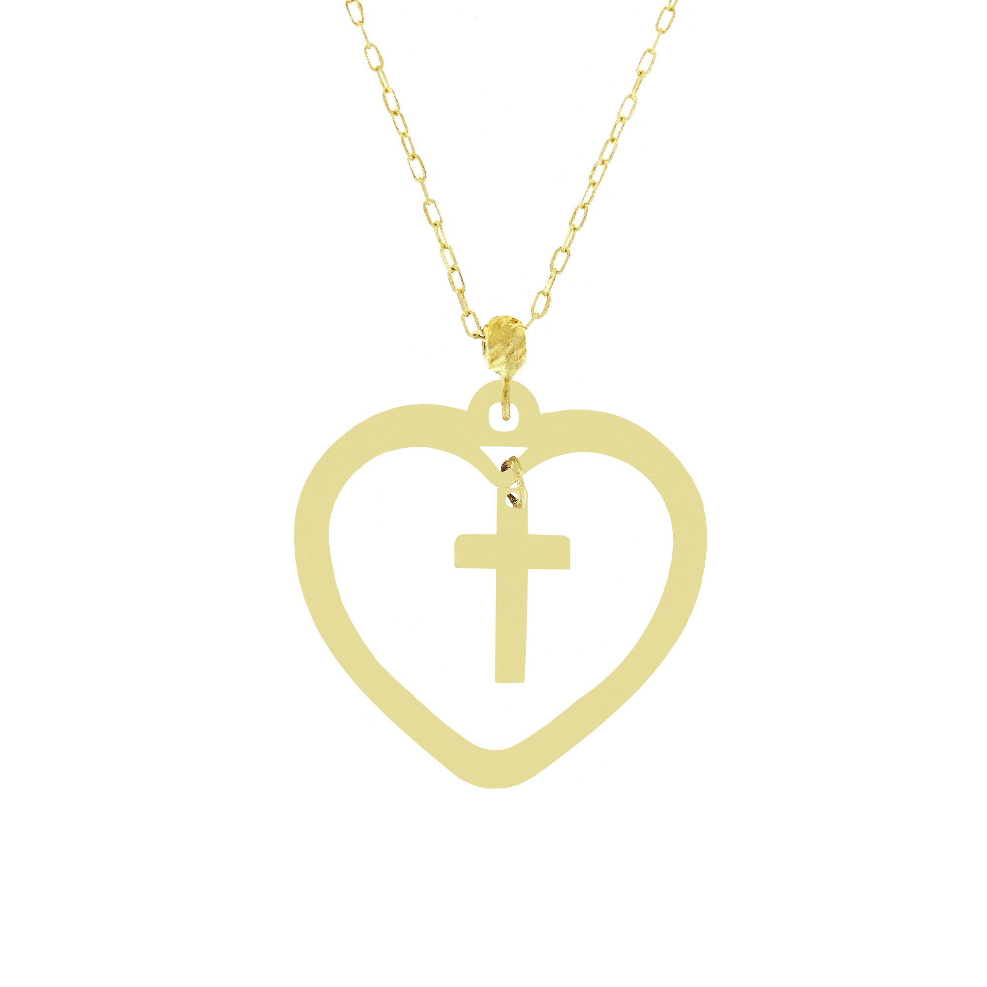 Lantisor, pandativ inimioara si cruciulita aur 14 K - eMAG.ro