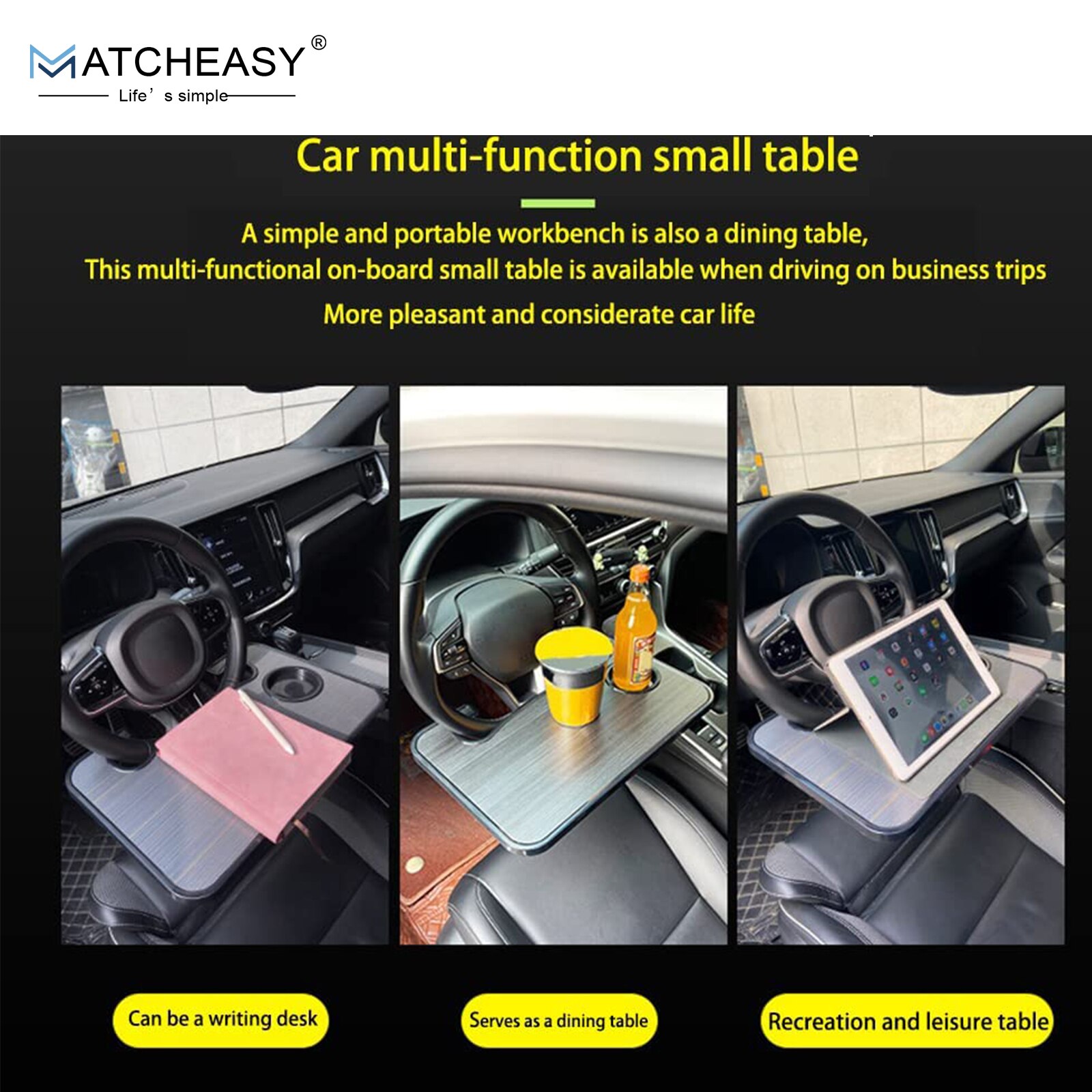 Masuta auto multifunctionala Adman, fixare pe volan, 16,5 x 11 inci ...