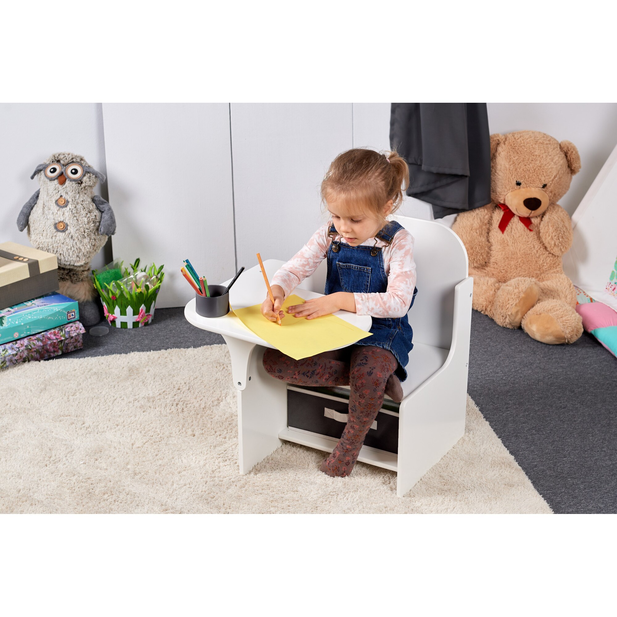 Set Masuta Cu Scaun Copii, 3 In 1, Suporto, Din Lemn Mdf, Varsta 3-6 ...