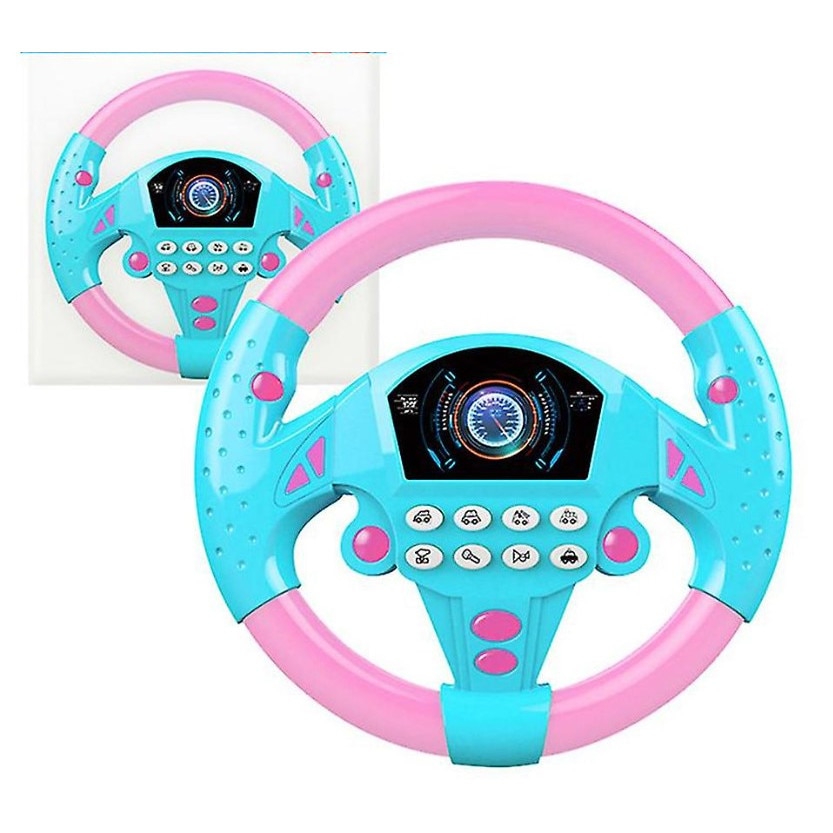 Volan interactiv de jucarie cu suport si ventuze, sunete de masina, Roz ...