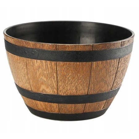 Ghiveci rotund, Galicja, Model lemn, Plastic, 50 cm, Maro/Negru - eMAG.ro