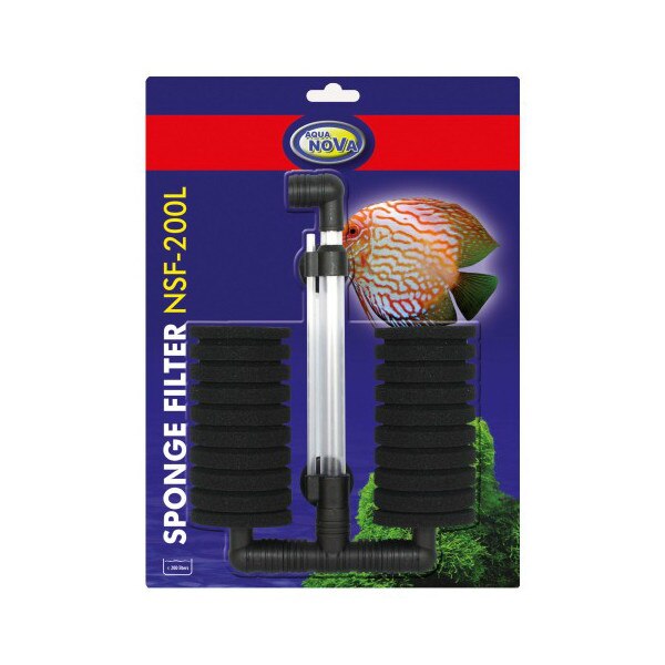 Filtru burete dublu acvariu NSF-200L, Aqua Nova, 16.5 x 23 x 6 cm ...