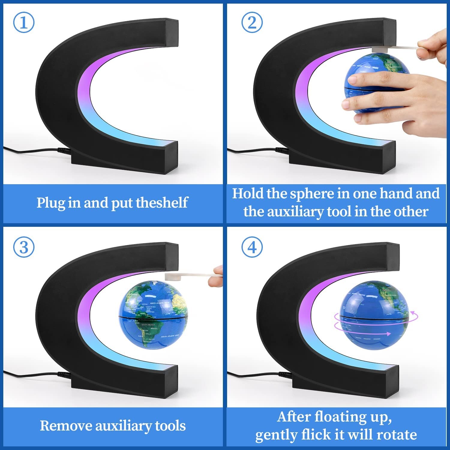 Glob magnetic plutitor, SIHOiSi, LED, ABS, Multicolor - eMAG.ro