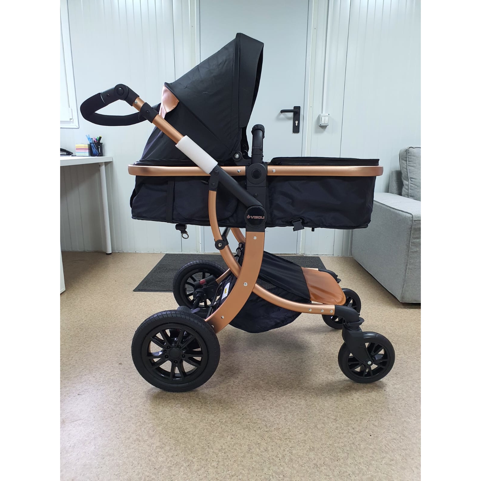 Carucior de copii 2 in 1 Visoli Black, 107x50x63cm - eMAG.ro