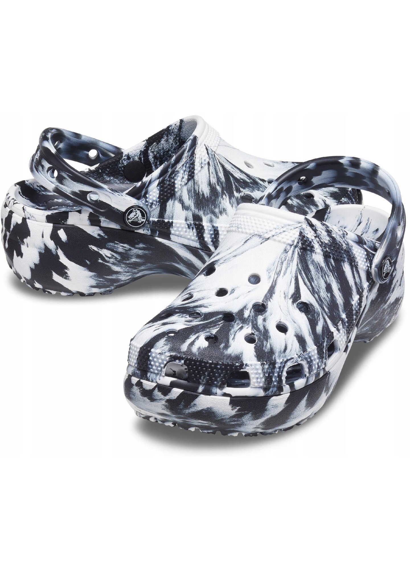 Saboti dama Classic Platform, Crocs, Spuma Croslite, Alb/Negru - eMAG.ro