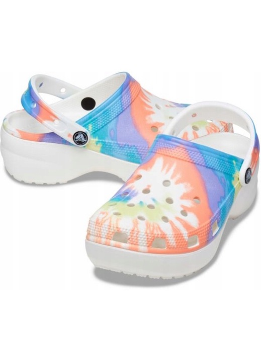 Saboti dama Classic Platform, Crocs, Spuma Croslite, Alb/Multicolor, 41 EU - eMAG.ro
