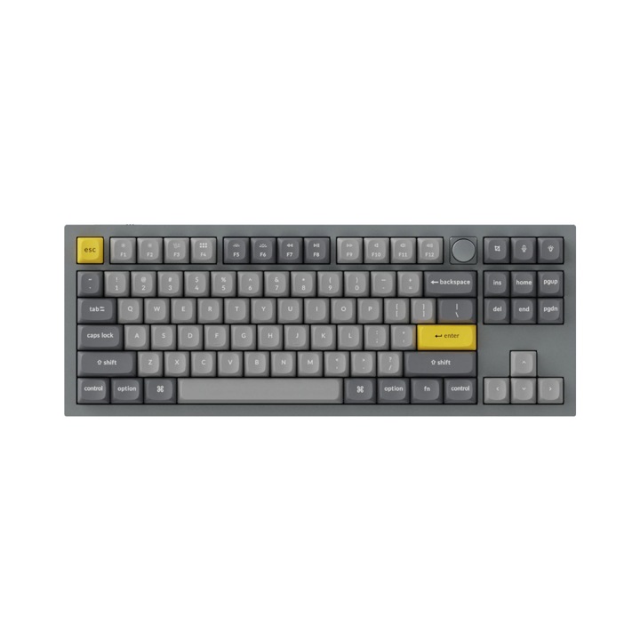 Tastatura mecanica Keychron Q3 QMK, Silver Gray, Gateron G Pro Brown ...