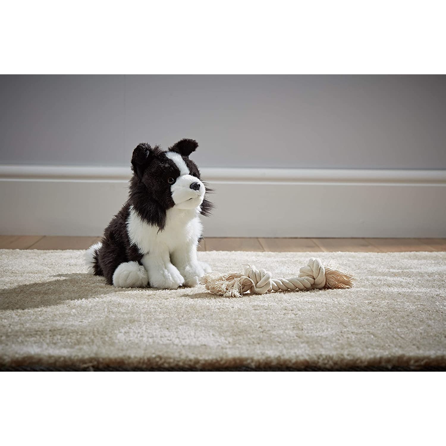 Catelus de Plus – Border Collie/Caine ciobanesc, Alb Negru, 25 cm - eMAG.ro