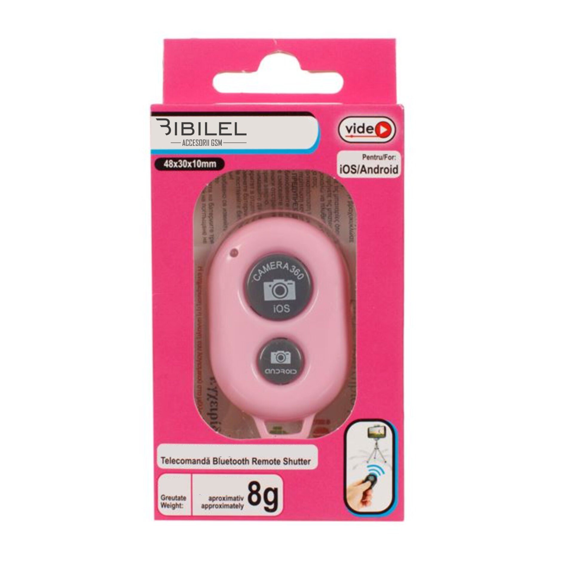 Telecomanda Bluetooth pentru selfie sau streaming, Roz, JMB-BBL7216 ...