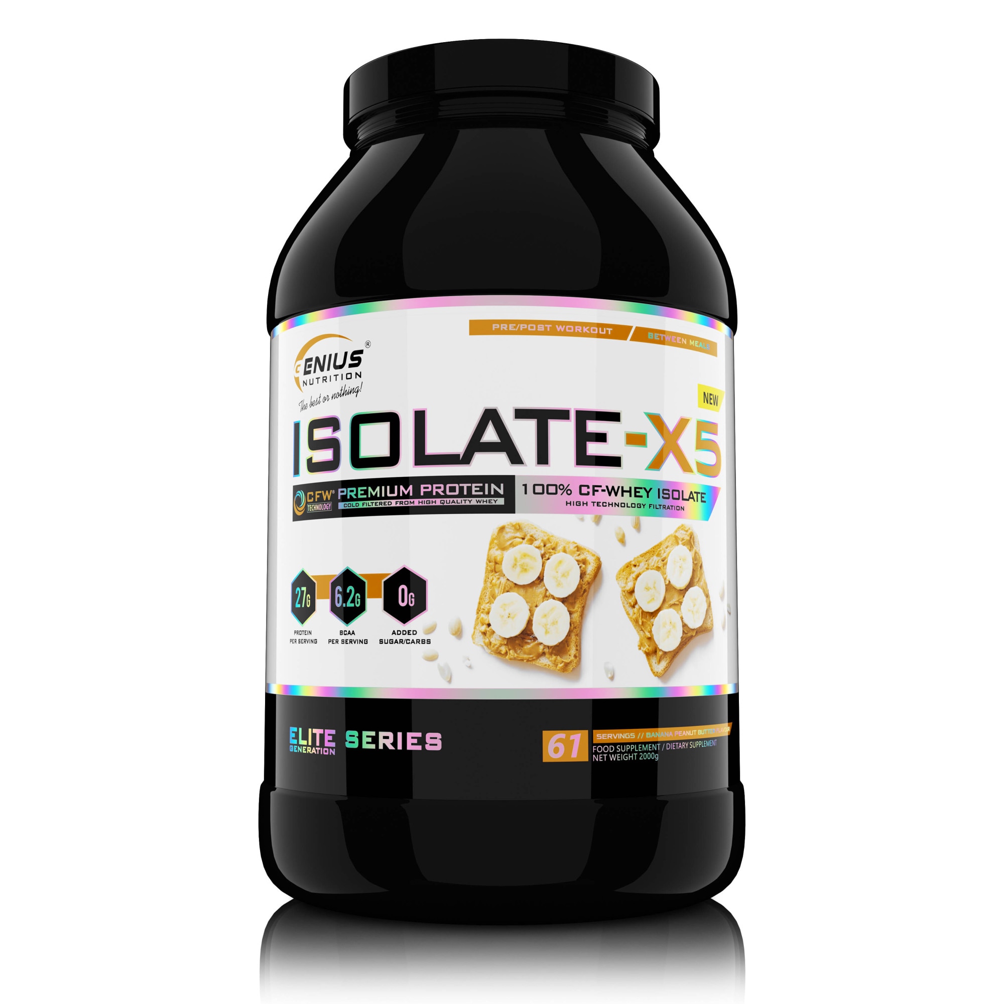Proteine din zer Isolate-X5 Banana Peanut Butter 2000g, Pudra Genius ...