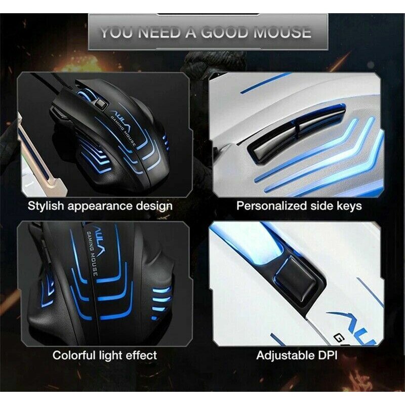 Mouse Aula S18-741, Retroiluminat RGB, Gaming, Optic, 7D, Conectivitate ...