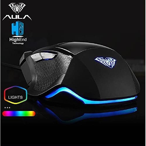 Мишка Aula S12-740, RGB подсветка, Геймърска, Оптична, 7D, Свързаност ...