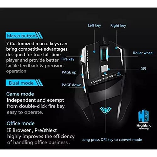 Mouse Aula S12-740, Iluminare de fundal RGB, Gaming, Optic, 7D ...