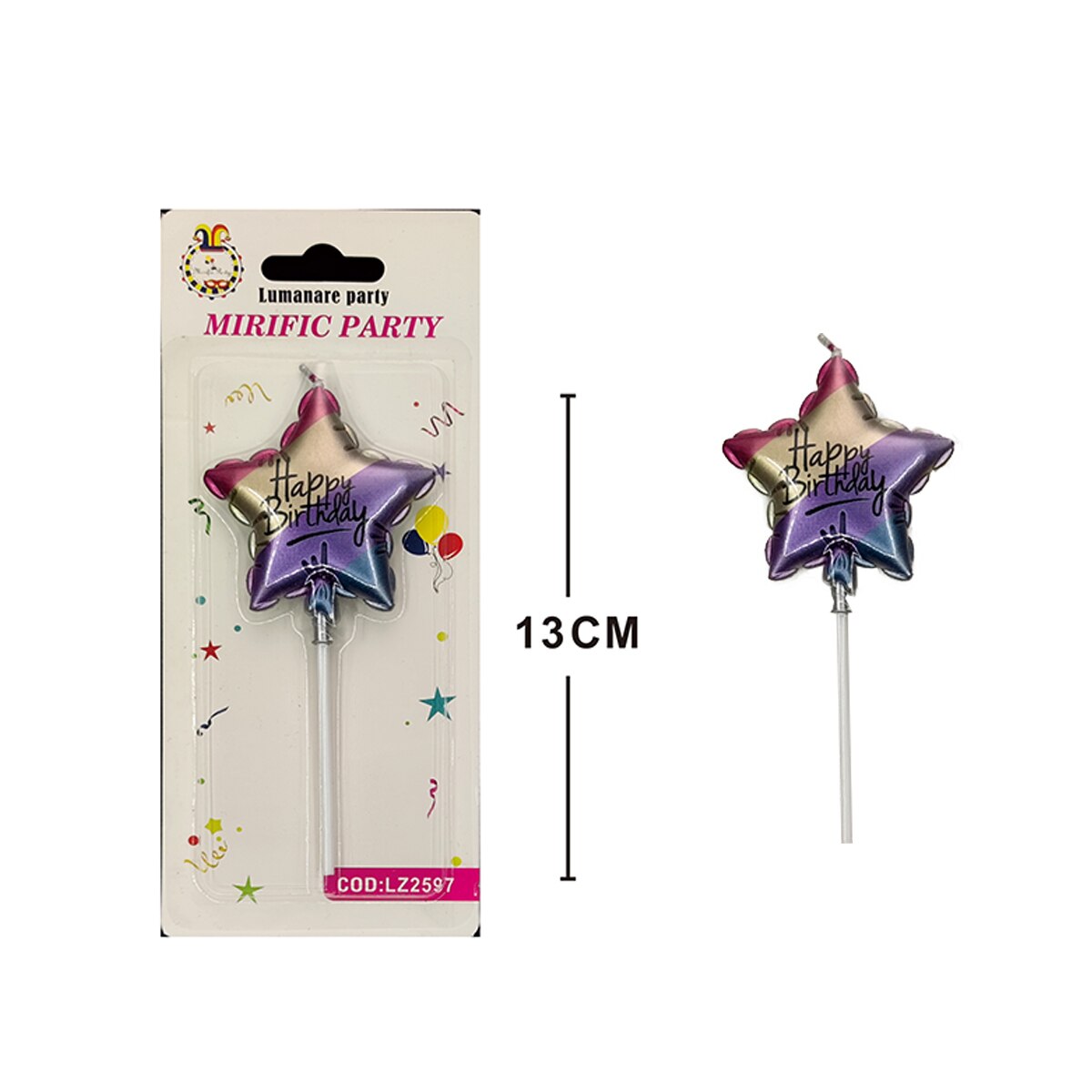 Lumanare aniversara pentru tort, forma stea, Happy Birthday, LZ2597 ...