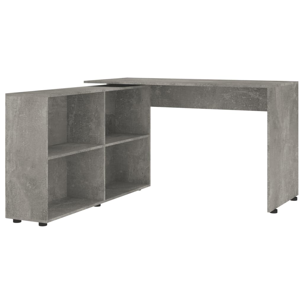 Birou de colt vidaXL, 130 x 60 x 75 cm, gri beton, lemn prelucrat - eMAG.ro