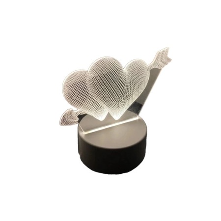 Lampa de veghe model doua inimi 3D, cu alimentare USB, plastic, 11 x 17 ...