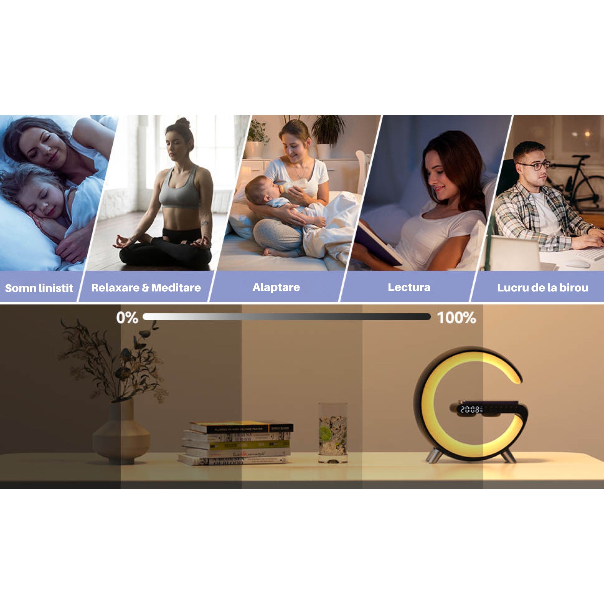 Lampa RGB Smart LED eGROW® All in One,15W Wireless Fast Charging ...